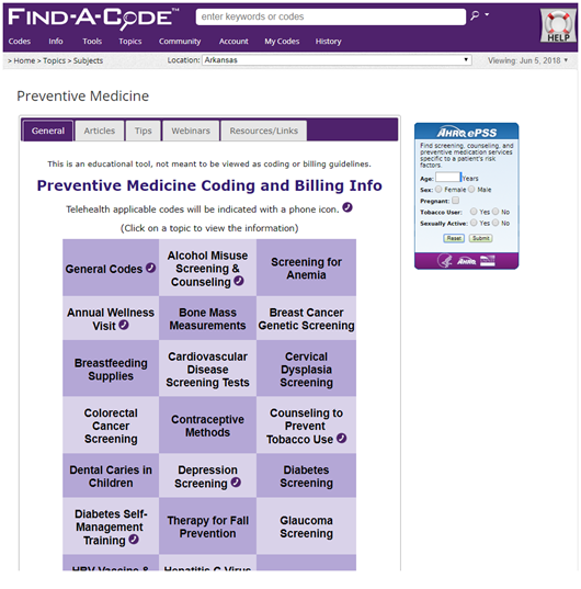 New on our TOPICS Page - "Preventive Medicine Coding and Billing ...